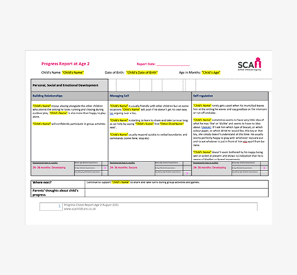 Development Matters - 2 Year Check - SCA Childcare